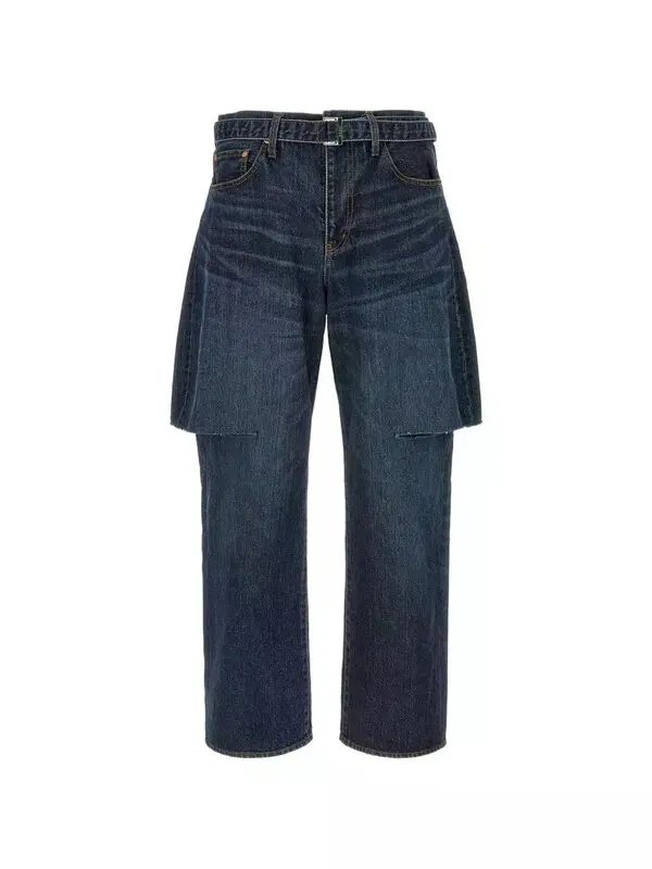 Sacai Belted Straight-leg Jeans