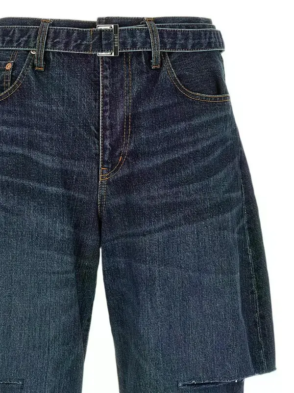 Sacai Belted Straight-leg Jeans