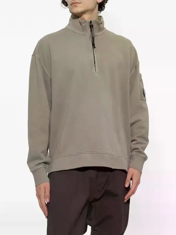 C.P. COMPANY Quarter-zip Lens Detail Sweater - Green