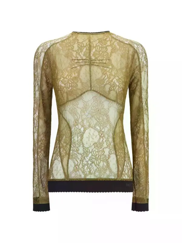 Attico Lace Panel Long Sleeve Top