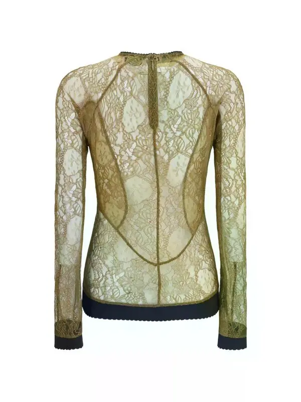 Attico Lace Panel Long Sleeve Top
