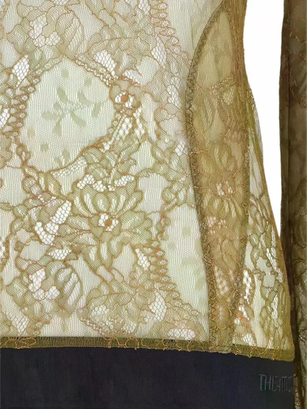 Attico Lace Panel Long Sleeve Top