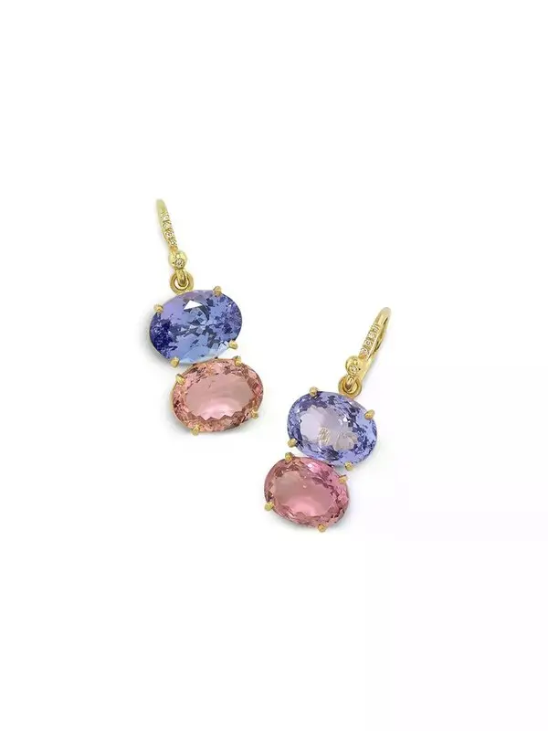 Irene Neuwirth Gemmy Gem Tanzanite And Tourmaline Drop Earrings - Gold