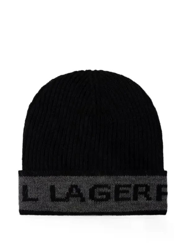 Karl Lagerfeld Logo-intarsia Ribbed Beanie Hat