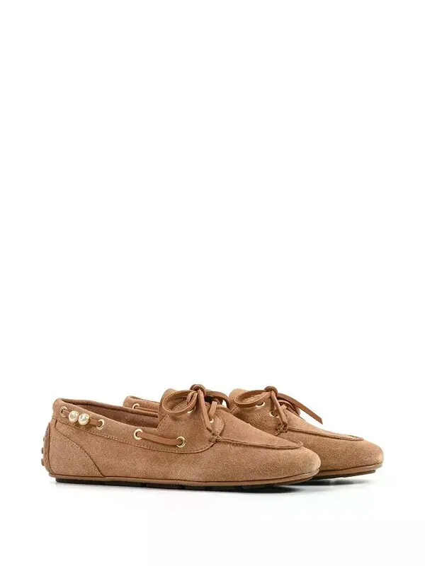 Karl Lagerfeld Ariella Suede Boat Shoes - Neutrals
