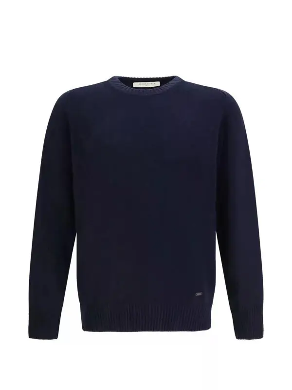 BROOKSFIELD Logo Plaque Crew Neck Sweater - Blue