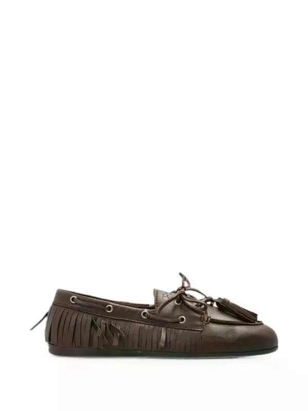 POSA Leather Fringe Detail Ballet Flats