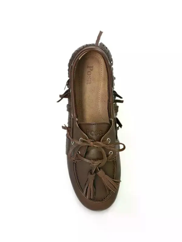 POSA Leather Fringe Detail Ballet Flats