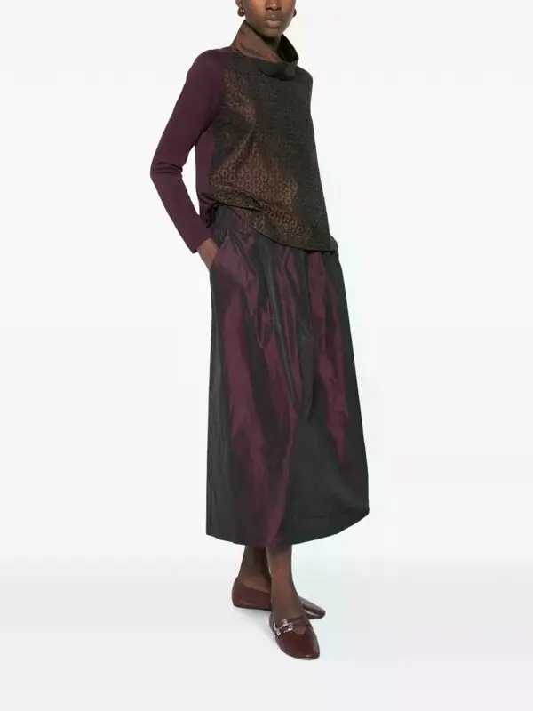 WHYCI MILANO Pleated Midi Skirt With Iridescent Finish