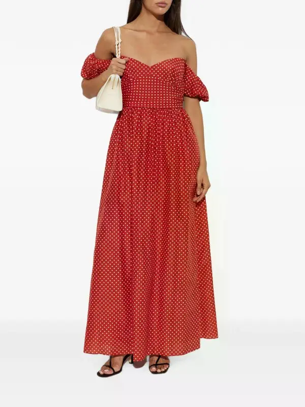Matteau Polka-dot Off-shoulder Dress - Red