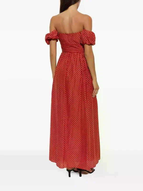 Matteau Polka-dot Off-shoulder Dress