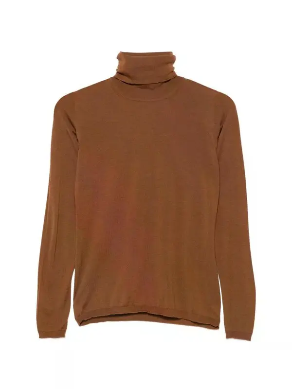 Max Mara Saluto Fine Knit Roll-neck Long-sleeve Sweater - Brown