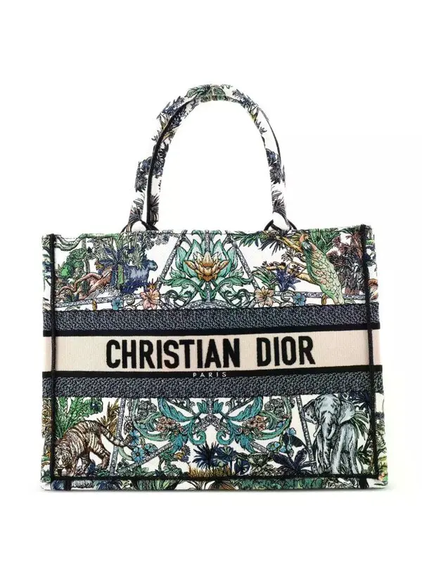Dior Book Embroidered Canvas Medium Tote Bag - Blue