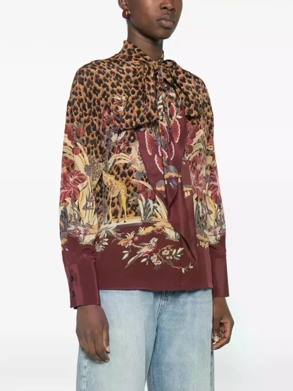 Etro Leopard-print Shirt With Pussy-bow Collar
