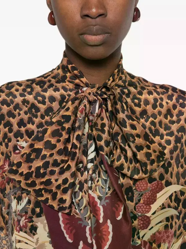 Etro Leopard-print Shirt With Pussy-bow Collar