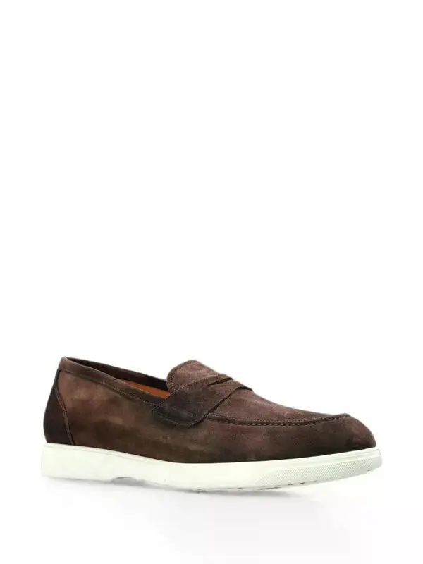 Kiton Suede Penny Slot Loafers