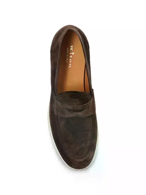 Kiton Suede Penny Slot Loafers