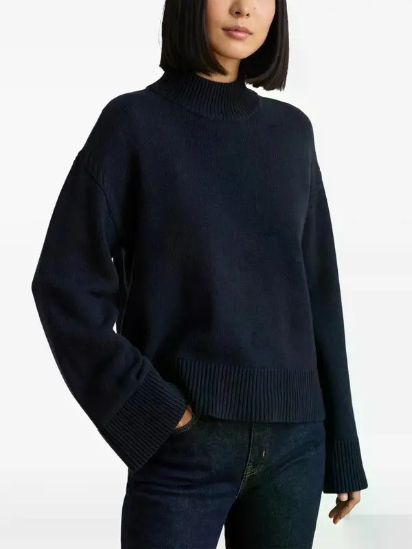 Ralph Lauren Mock Neck Ribbed Hem And Cuffs Sweater