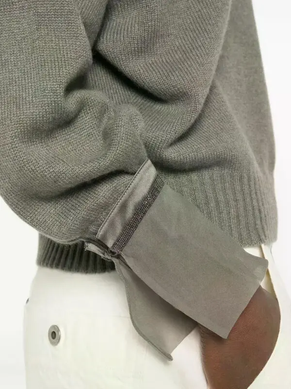 Brunello Cucinelli Monili-embellished Crew Neck Sweater