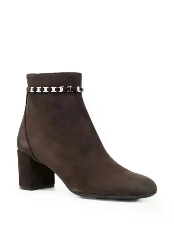 FERRAGAMO Gancini Plaque Suede Ankle Boots