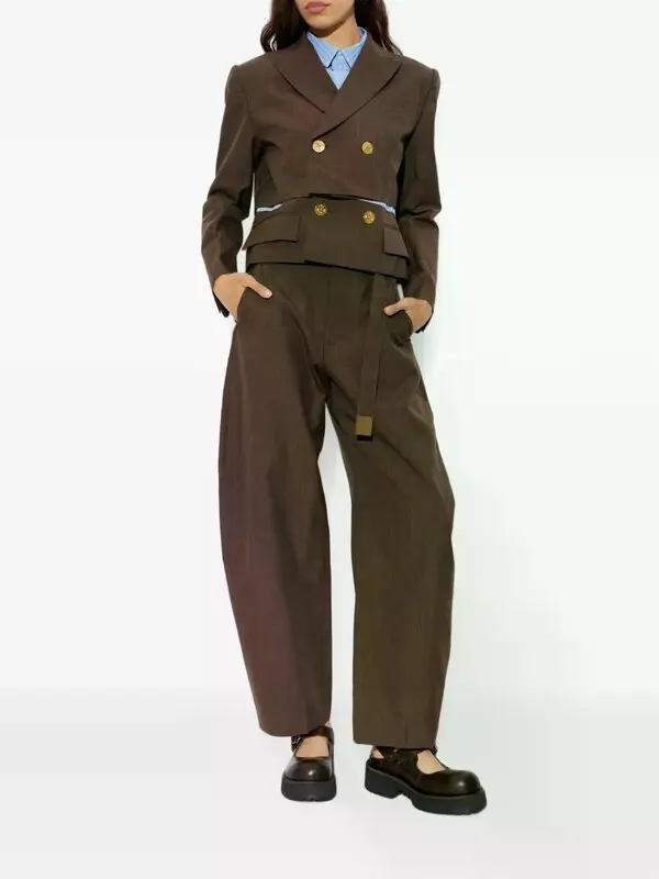Sacai Double-breasted Layered Cropped Blazer