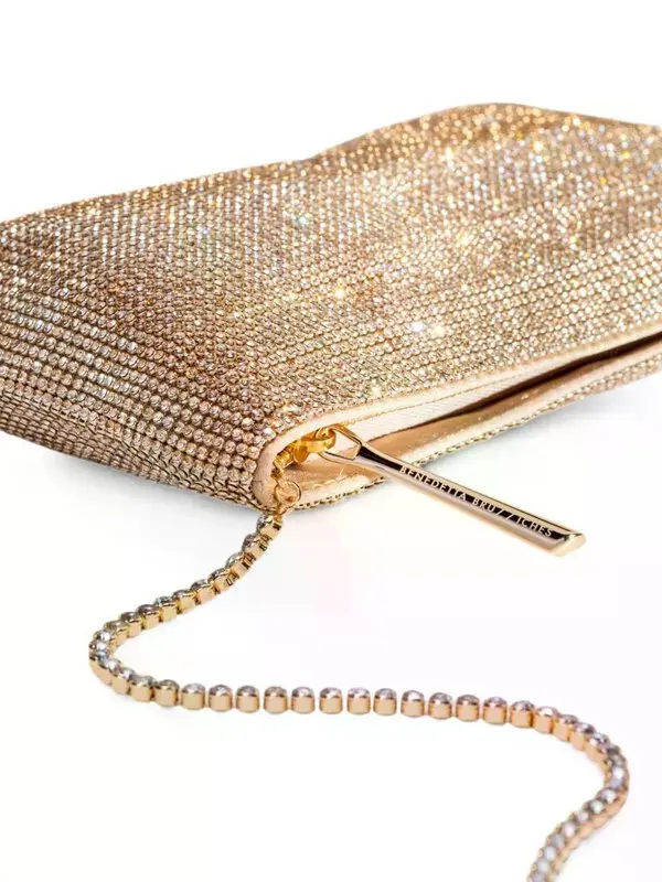 Benedetta Bruzziches Crystal Embellished Mesh Clutch - Gold