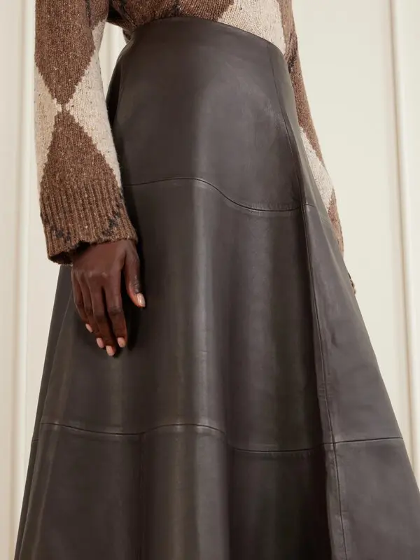 Altuzarra Varda Paneled Leather Midi Skirt