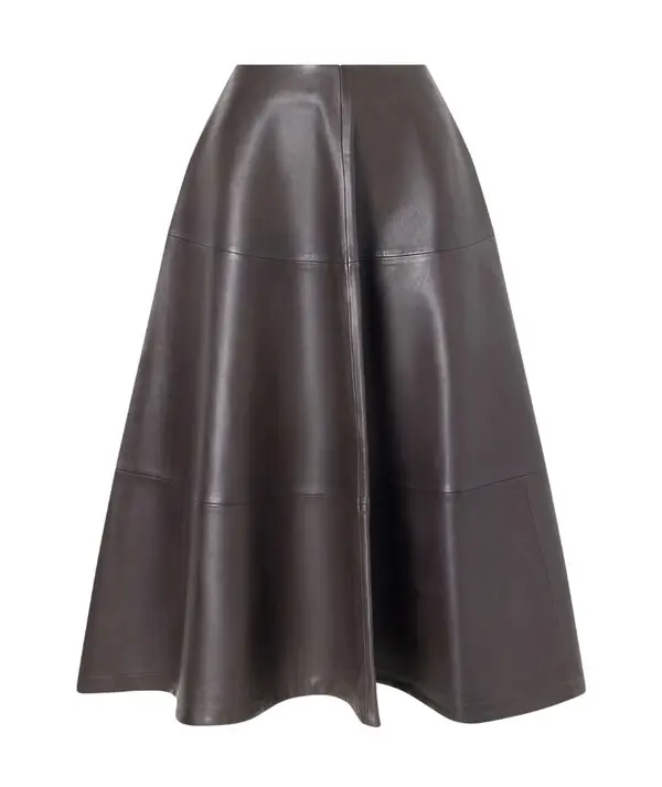 Altuzarra Varda Paneled Leather Midi Skirt - Brown