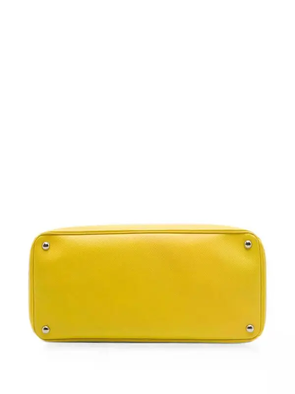 Prada 2013-2026 Saffiano Cuir Double Tote Bag - Yellow