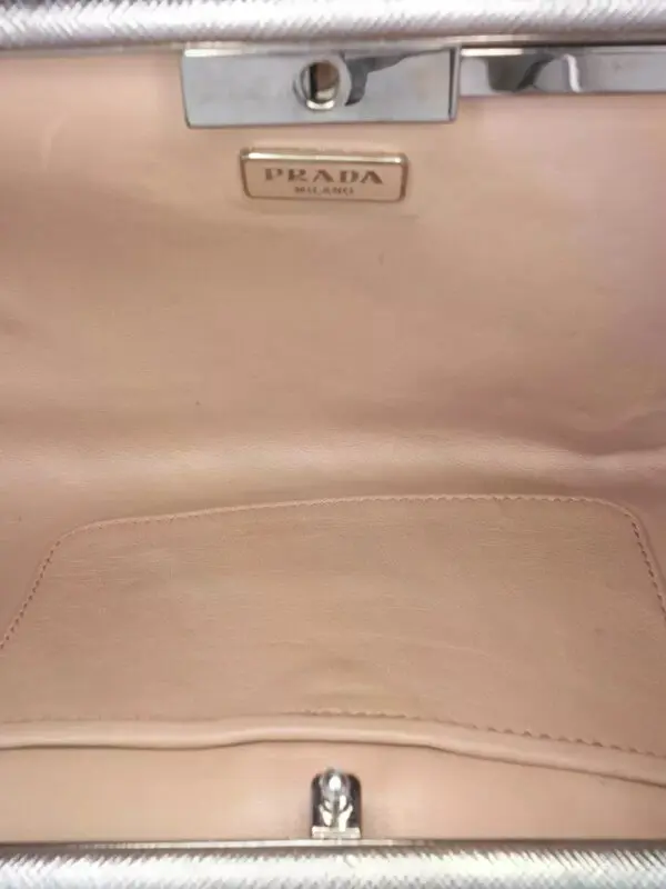 Prada 2013-2026 Metallic Saffiano Frame Clutch Bag