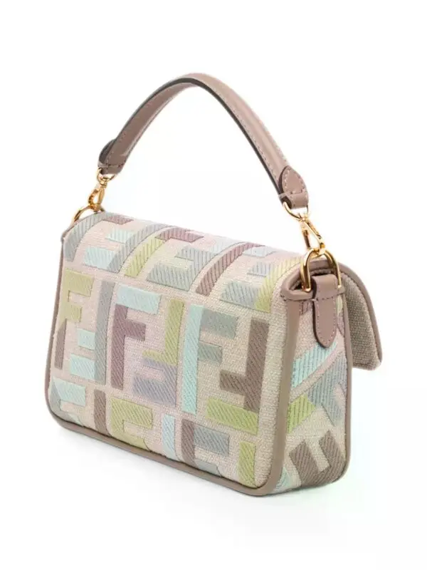 Fendi 2010-2026 Mini Zucca Embroidered Canvas Baguette Satchel