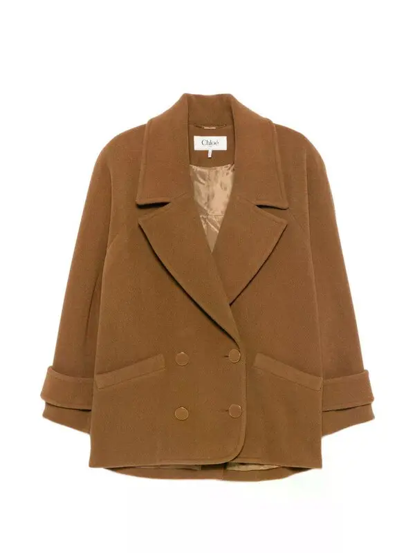 Chloé Double-breasted Herringbone Coat