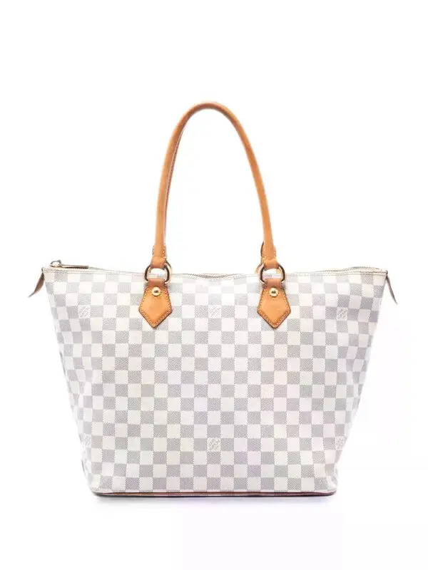 LOUIS VUITTON Damier Azur Saleya Mm Tote Bag - White