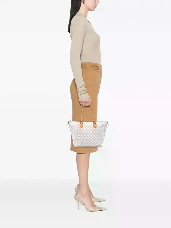 LOUIS VUITTON Damier Azur Saleya Mm Tote Bag - White
