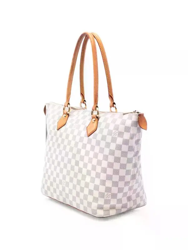 LOUIS VUITTON Damier Azur Saleya Mm Tote Bag - White