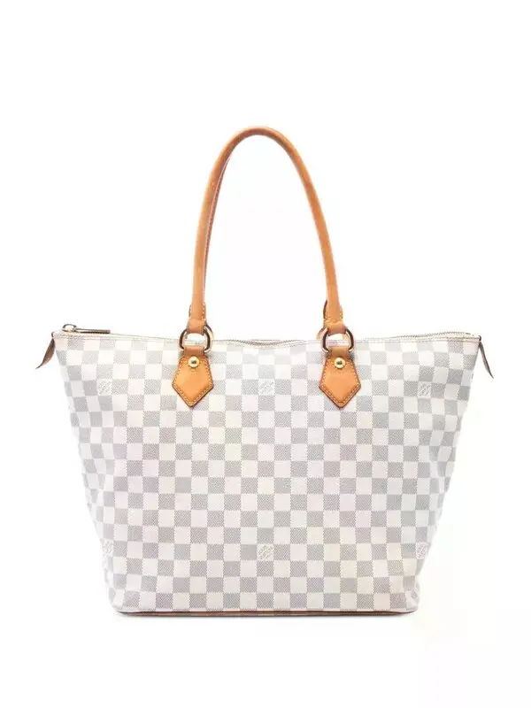 LOUIS VUITTON Damier Azur Saleya Mm Tote Bag - White