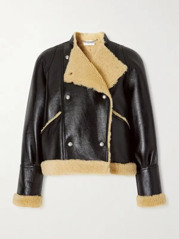 Altuzarra Kenny Shearling-trimmed Leather Coat - Black