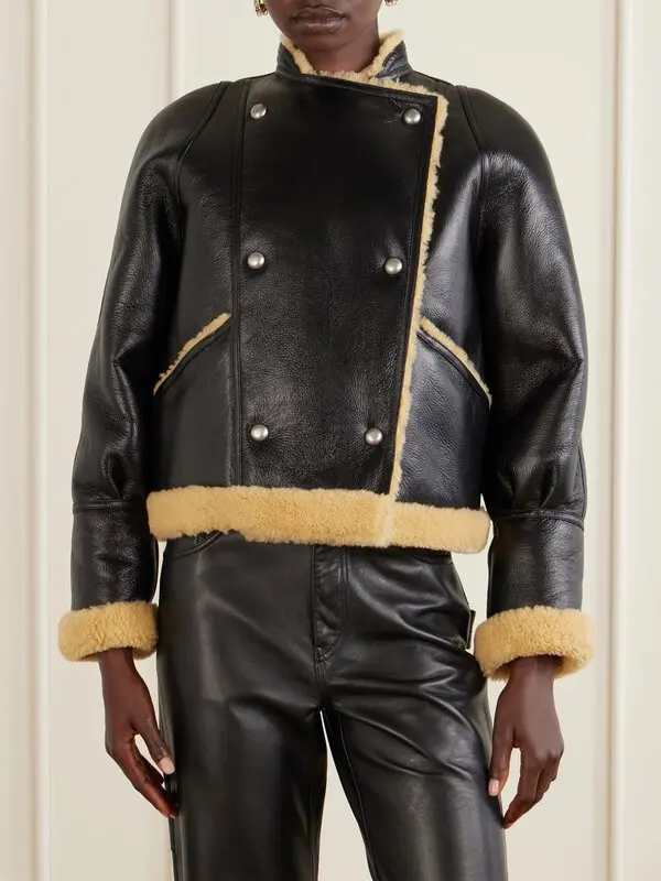 Altuzarra Kenny Shearling-trimmed Leather Coat - Black