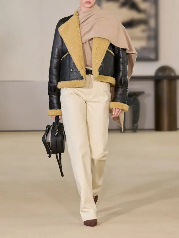 Altuzarra Kenny Shearling-trimmed Leather Coat - Black
