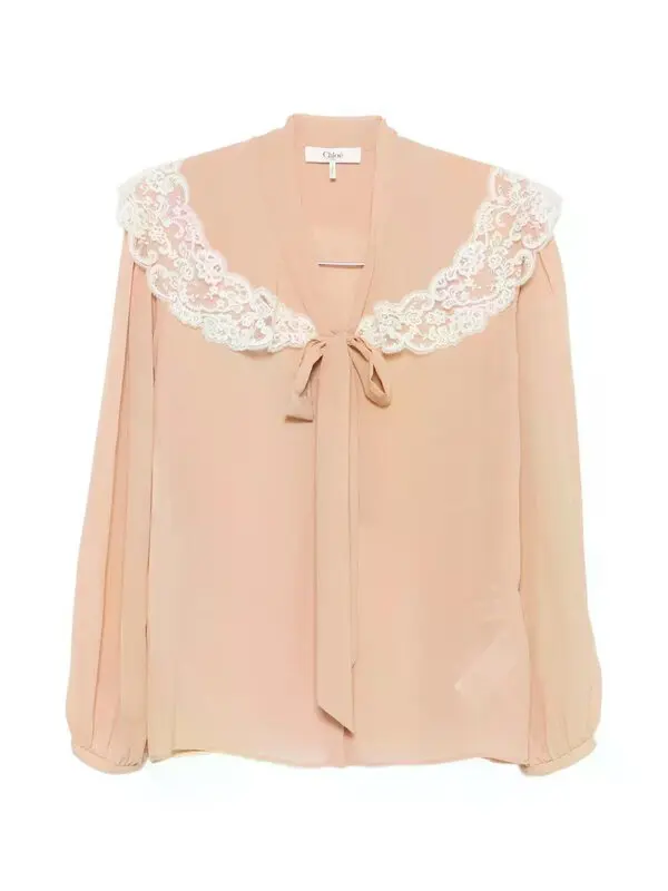 Chloé Lace-trimmed Silk Georgette Blouse
