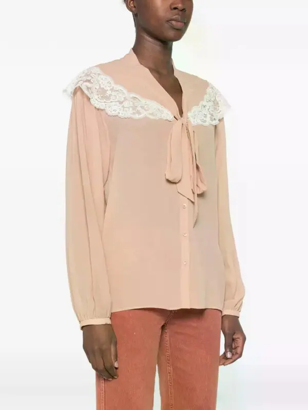 Chloé Lace-trimmed Silk Georgette Blouse