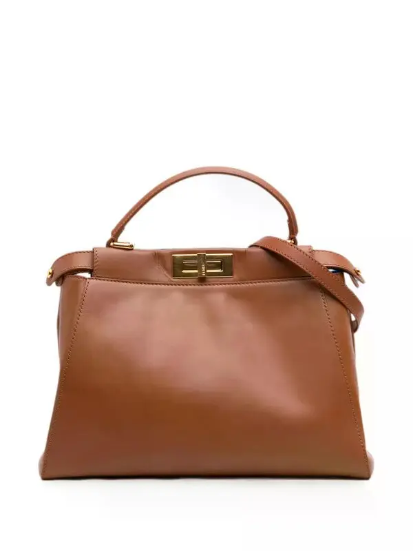 Fendi 2010-2026 Medium Calfskin Peekaboo Iconic Satchel - Brown