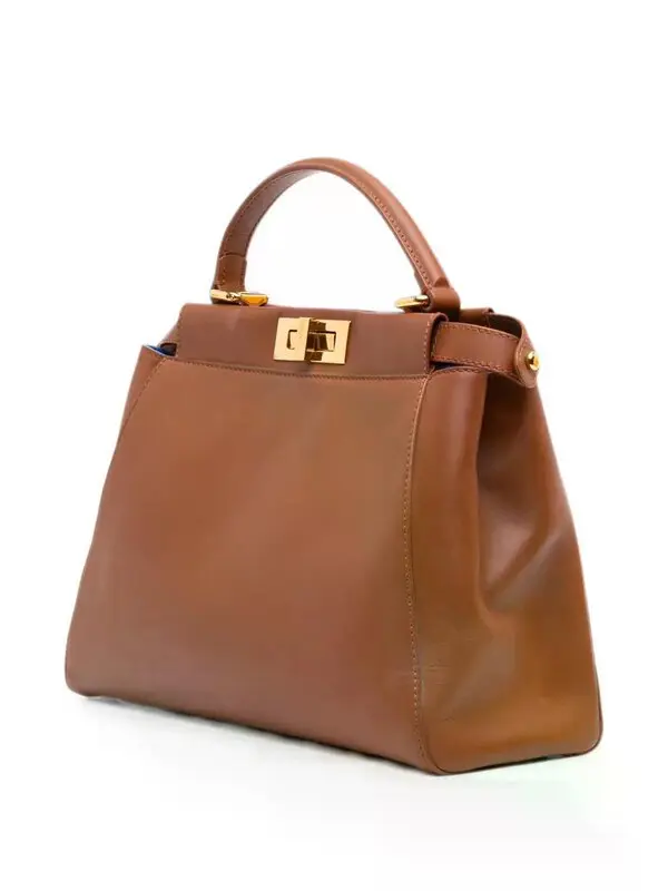 Fendi 2010-2026 Medium Calfskin Peekaboo Iconic Satchel - Brown