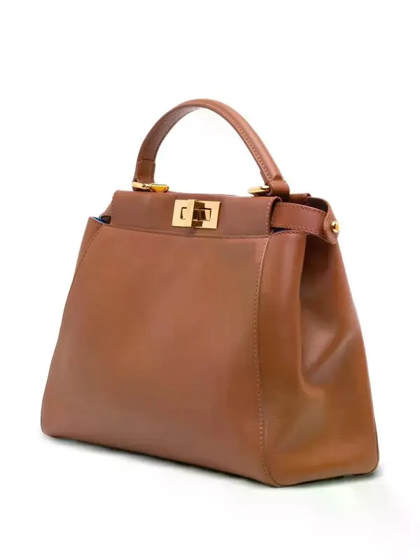Fendi Calfskin Peekaboo Iconic Satchel - Brown