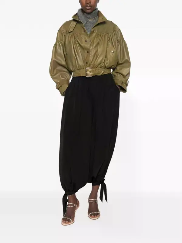 Chloé Belted Gathered Leather Jacket