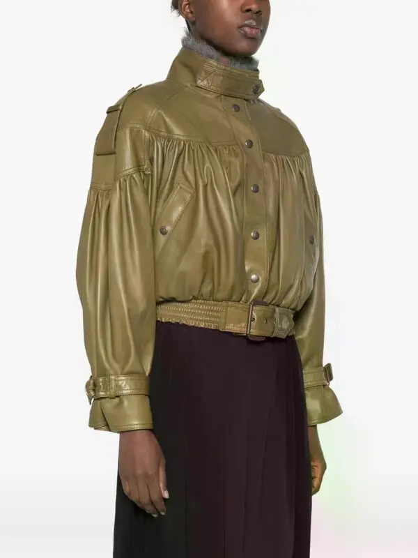 Chloé Belted Gathered Leather Jacket