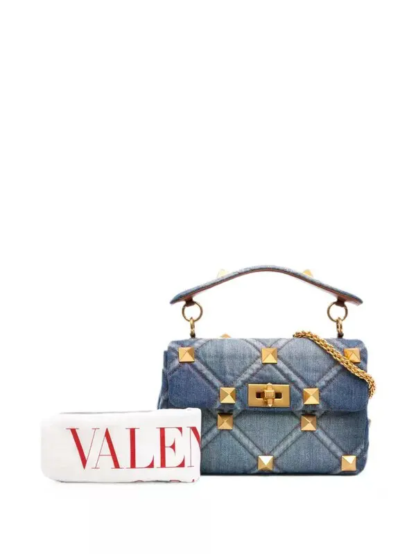 Valentino Garavani 2018-2026 Medium Denim Roman Stud Satchel