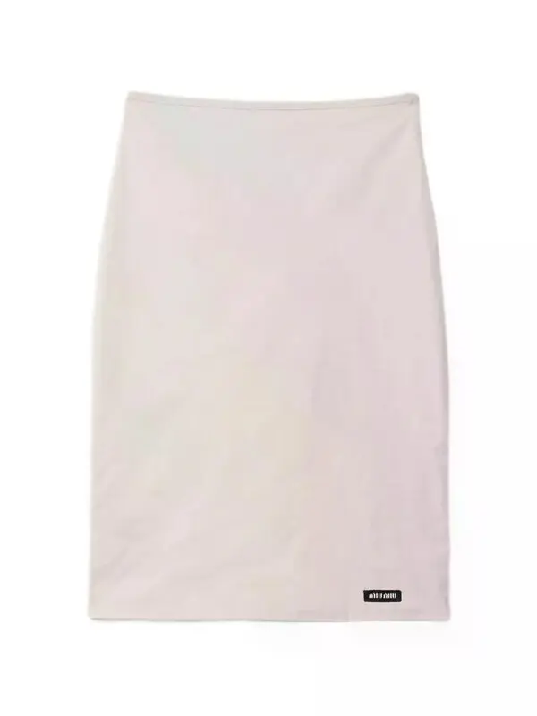 Miu Miu Stretch Poplin Pencil Skirt With Washed Treatment