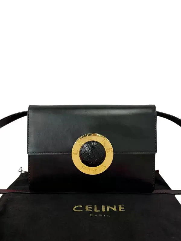Celine 2010 Calfskin Circle Logo Crossbody Bag
