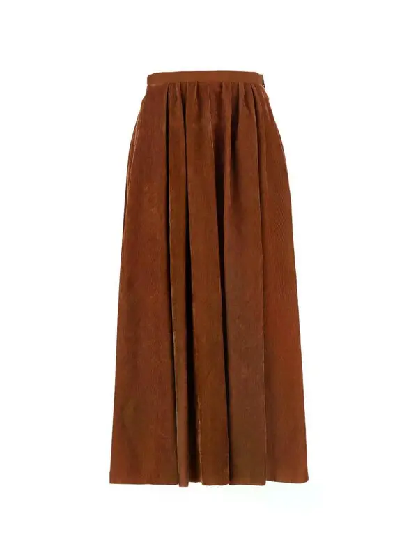 FORTE_FORTE Maxi Pleated Corduroy-effect Skirt - Brown